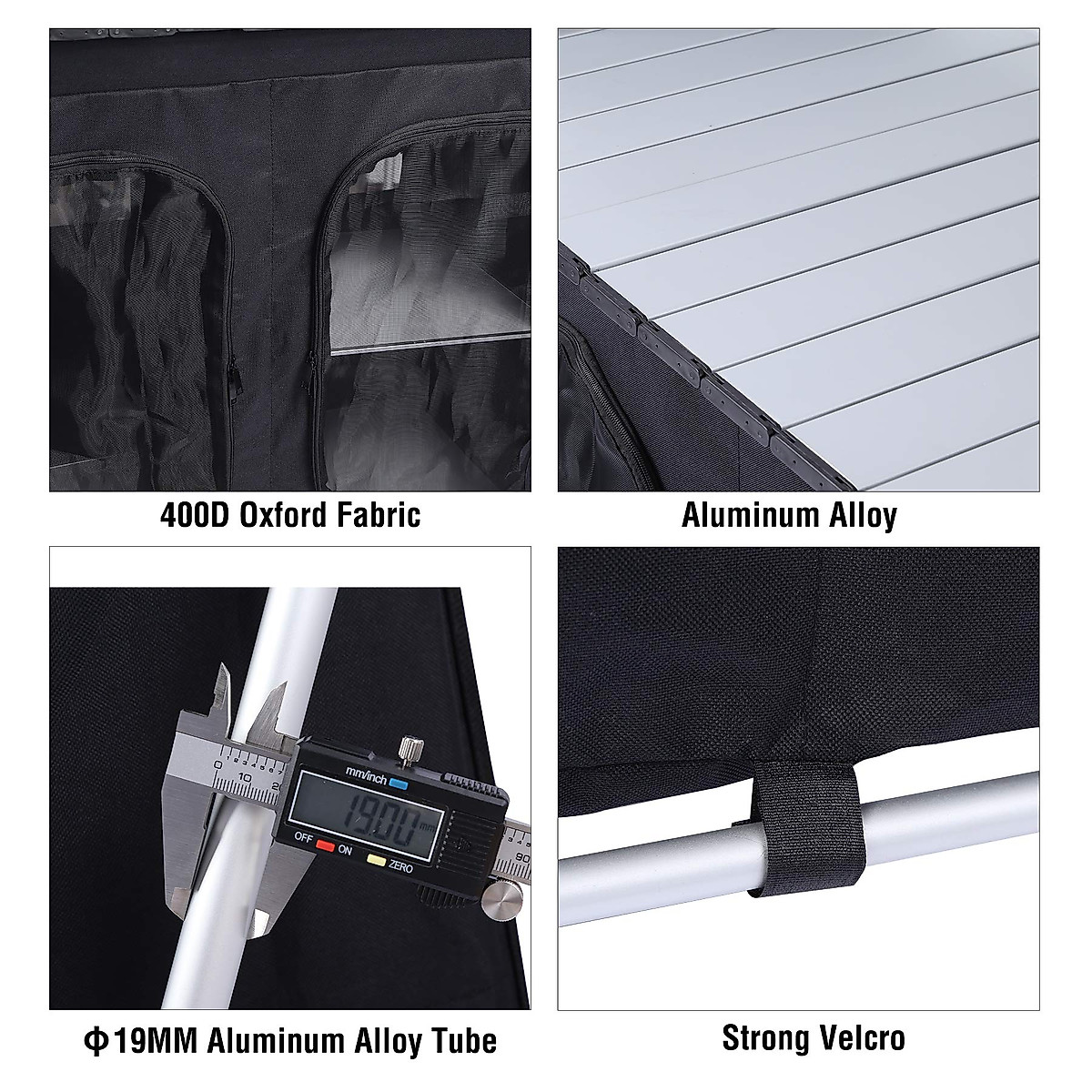 REDCAMP Aluminum Camping Table with Roll Up Table Top and Storage, Portable Folding Outdoor Grill Table for Picnic BBQ Cooking, Silver