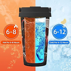 GTKSYNVE Reusable Coffee Mug with Lid and Handle, Classic Car Tumbler for Hot & Cold Drinks 16oz Stainless Steel Insulated Coffee Tumblers Double Wall Vacuum Thermal Cup