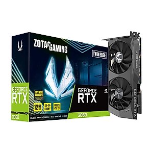 ZOTAC Gaming GeForce RTX 3060 Twin Edge 12GB GDDR6 192-bit 15 Gbps PCIE 4.0 Gaming Graphics Card, IceStorm 2.0 Cooling, Active Fan Control, Freeze Fan Stop, ZT-A30600E-10M