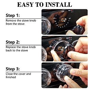 12 Pack Stove Knob Covers for Child Safety, Clear Gas Stove Knob Covers, Transparent Design Stove Guard with Lock for Childproof and Baby Stove Gas Knob Covers Gas Oven
