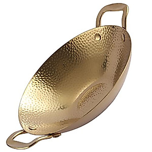 BESTonZON Stainless Steel Pan Wok Pan Stainless Steel Stir Fry Pan Flat Bottom Chinese Wok Scratch Proof Cooking Skillet Pot Cookware with 2 Handles For Gas Induction Gold 8in Stock Pot