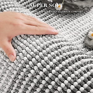 BSICPRO Bathroom Rugs and Mats Sets, 2 Piece Thick Absorbent Chenille Bath Mat Rug Set Non Slip, Soft Shaggy Bath Room Floor Mats for Bathroom, Machine Washable (20" x 47" Plus 16" x 24", Gray)