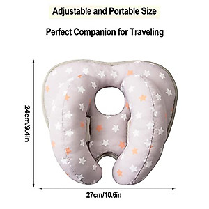 vocheer 2 in 1 Baby Travel Pillow, Baby Head Support Pillow Stroller Pillow with Banana Neck Pillow for Newborn,Light-Pink