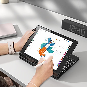 GreenLaw iPad Keyboard Case for iPad 6th 2018 - iPad 5th 2017- iPad Pro 9.7 - iPad Air 2 & 1-360° Rotation - 7 Color Backlit - Wireless Bluetooth - iPad Case with Keyboard, Black