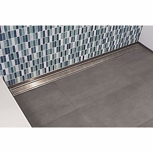 Schluter Kerdi-Line Brushed Stainless Steel Grate Assembly for Tile and Stone Coverings - Adjustable, Square Design - 3/4" Frame, 20" Length - KL1B19EB50