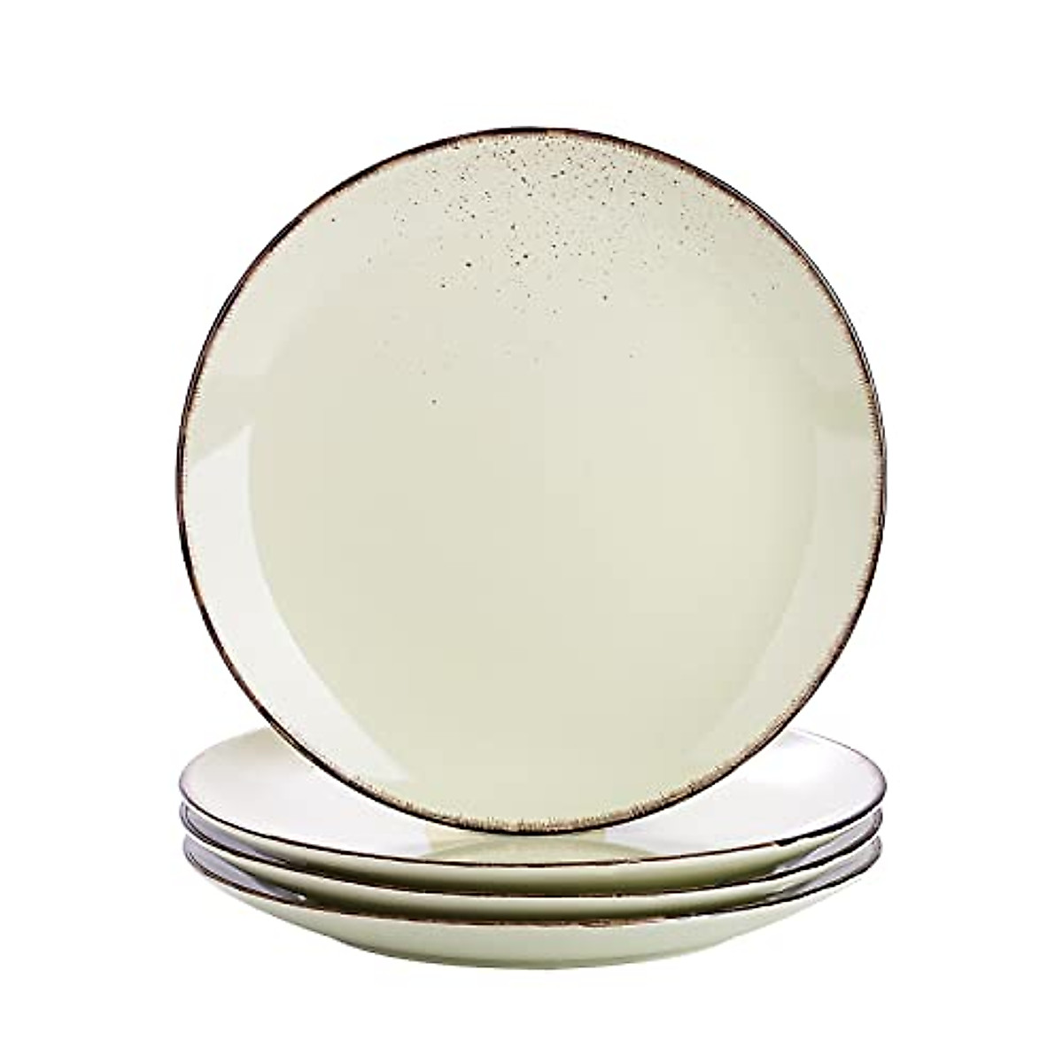 vancasso Navia Nature Dinner Plate Set of 4, Stoneware Vintage Look Cream Dinnerware Tableware, 10.5 Inch Snack/Salad/Fruit/Side Plate