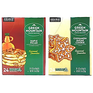 Green Mountain K Cups Seasonal Variety Pack of 2 Flavors - Cinnamon Sugar Cookie and Maple Pecan - Pack of 48 K Cups - 24 K Cups Per Flavor - For Use of Keurig Coffee Makers