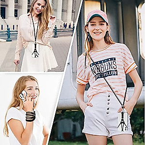 Phone Lanyard, SS Cell Phone Lanyard Wrist Strap with Phone Ring Holder Stand Universal Fit for Mobile Phone-Black