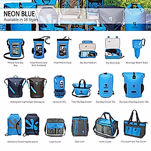 geckobrands Lightweight 30L Waterproof Backpack, Black/Neon Blue - Watertight Backpack for Hiking and Light Water Activities