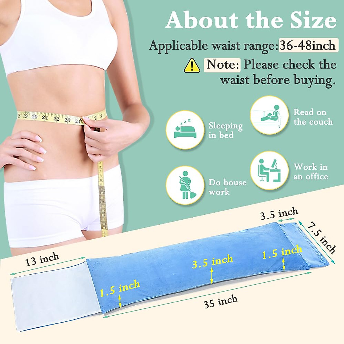 KAVIL Lumbar Support Pillow for Sleeping Lower Back Sciatic Nerve Pain Relief Lumbar Roll for Office Chair & Bed Body Pain Relief Side Sleeping Lumbar Cushion for Sciatica, Herniated Disc, Scoliosis