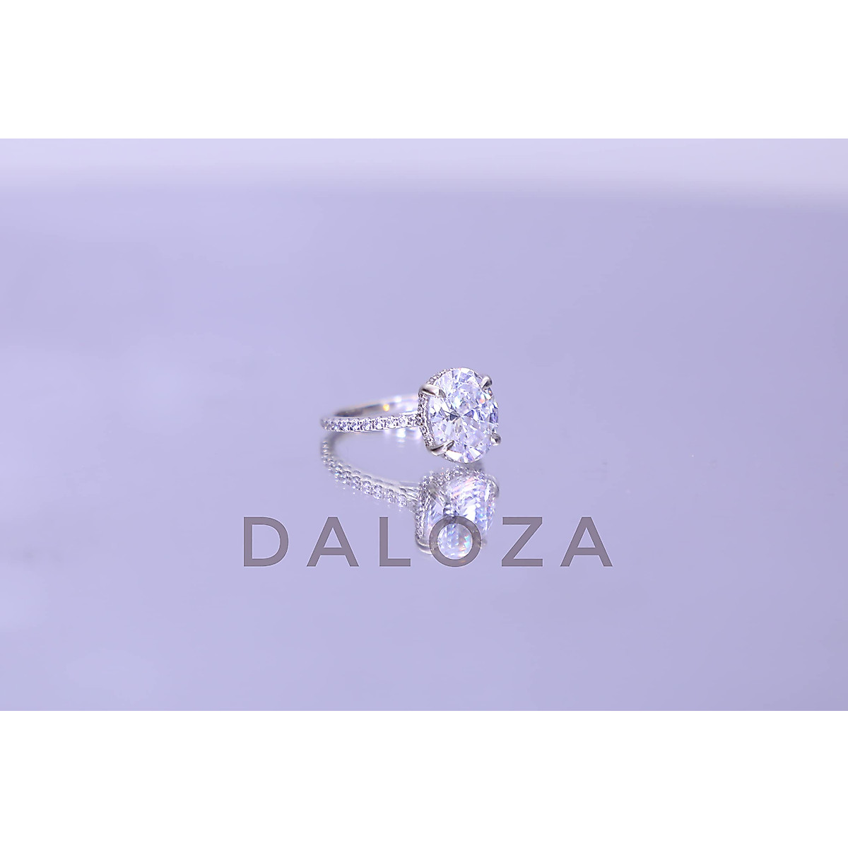 DALOZA 2.00 CT Moissanite 925 Hidden Halo Wedding Engagement Oval Cut Diamond Ring (9.5)