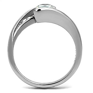 Marimor Jewelry Women's .87 Carat Round Cut Cubic Zirconia, Stainless Steel Engagement Ring Size 8