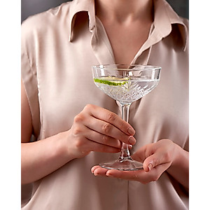 Pasabahce Coupe Cocktail Glasses Set Of 4 - Exclusive Martini, Margarita Glasses - Timeless Champagne Coupe Glasses - Crystal Design - 8.6 oz Long Stem Glassware