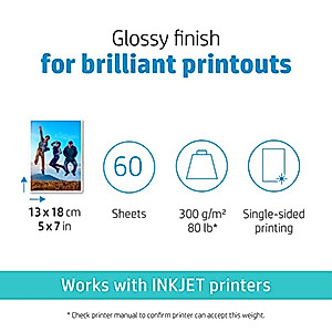 HP Premium Plus Photo Paper, Glossy, 5x7 in, 60 sheets (CR669A)