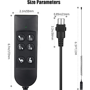Lift Chair Remote Control, Ancable 6 Button Home Recliner Hand Control Replacement Power Lift Chair Remote with 5-Pin Plug Extension Cable for Lazy Boy Okin Limoss Pride Catnapper Power Recliner