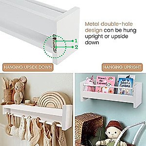 COMAX Small Book Shelf Organizer for Kids, Floating Bookshelf for Toddler Baby Room Bedroom, Set of 3 Wall Bookshelf Nursery Book Shelves Holder, Hanging Book Shelf for Wall Mounted Decor, White