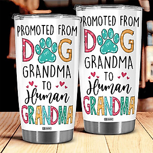 BECHUSKY Gifts For Grandma, Grandma Gift Tumbler, New Baby Reveal For Grandma, Stainless Steel Tumbler 20oz, Pregnancy Announcement, Cute Mom Nana Mimi Women Woman Grandmother Mothers Day Future V2