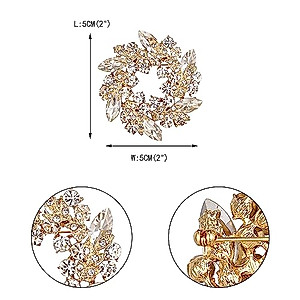 EVER FAITH Austrian Crystal Wedding Flower Wreath Brooch Pin Clear Gold-Tone