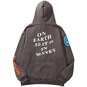 WINKEEY Men's Hoodie Lucky Me Ghosts Hip Pop Pullover Long Sleeve Sweatshirt with Kangaroo Pocket for Men Women (M,Green Brown)