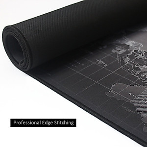 Benvo Extended Mouse Pad Large Gaming Mouse Pad- 35.4x15.7x0.12 inch Computer Keyboard Mouse Mat Non-Slip Mousepad Rubber Base and Stitched Edges for Game Players, Office, Study World Map Design