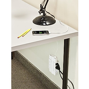 Globe Electric 7791301 6-Outlet Swivel Space Saving 2 USB Port Surge Protector Wall Tap, Android, iPad, iPhone, iPod Compatible, 2100 Joules, 2.1 AMP Charge, White, Multi Plug Outlet, Power Outlet