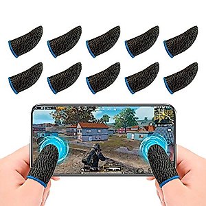 Newseego Mobile Game Finger Sleeve[10 Pack], [Competition Version] Touch Screen Finger Sleeve Breathable Anti-Sweat Sensitive Shoot and Aim Keys for Rules of Survival/Knives Out for Android & iOS