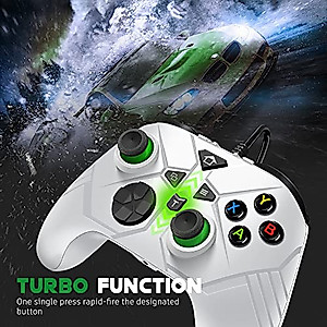 SAMINRA Replacement for Wired Xbox One Controller with Two Remappable Buttons, 3.5mm Audio Jack and Turbo Key, Compatible with Xbox Series X/S, Xbox One X/S and Windows 10/11
