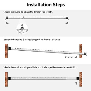 STARTOSTAR Adjustable Closet Rod 28 to 41 Inch, Tension Rods No Drilling for Hanging Clothes, Wardrobes, Shoe Cabinets, Curtain
