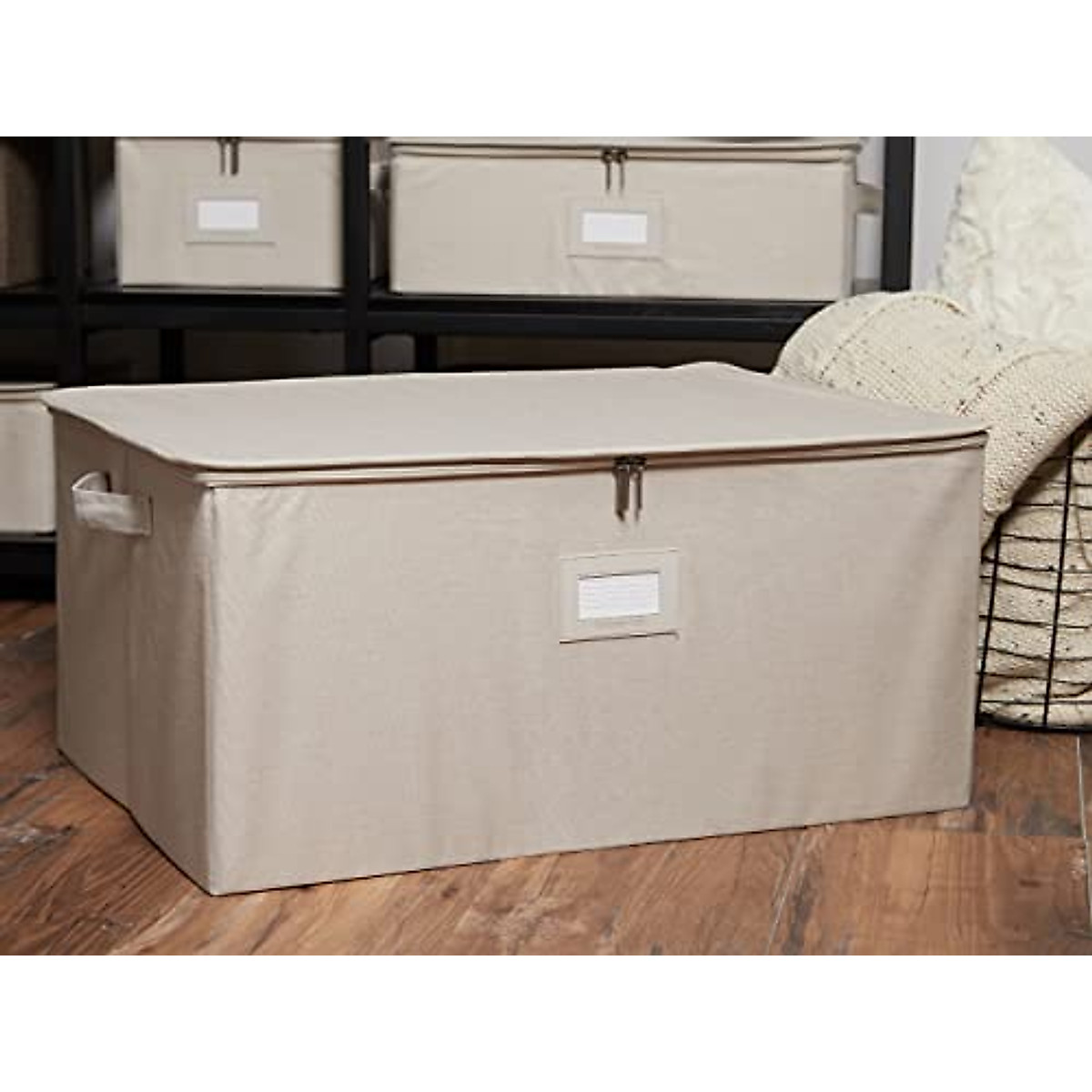 Covermates Keepsakes - Zip-Top Storage Box - Heavy Duty Polyester- Reinforced Handles - Stackable Design - Indoor Storage-Beige Heather