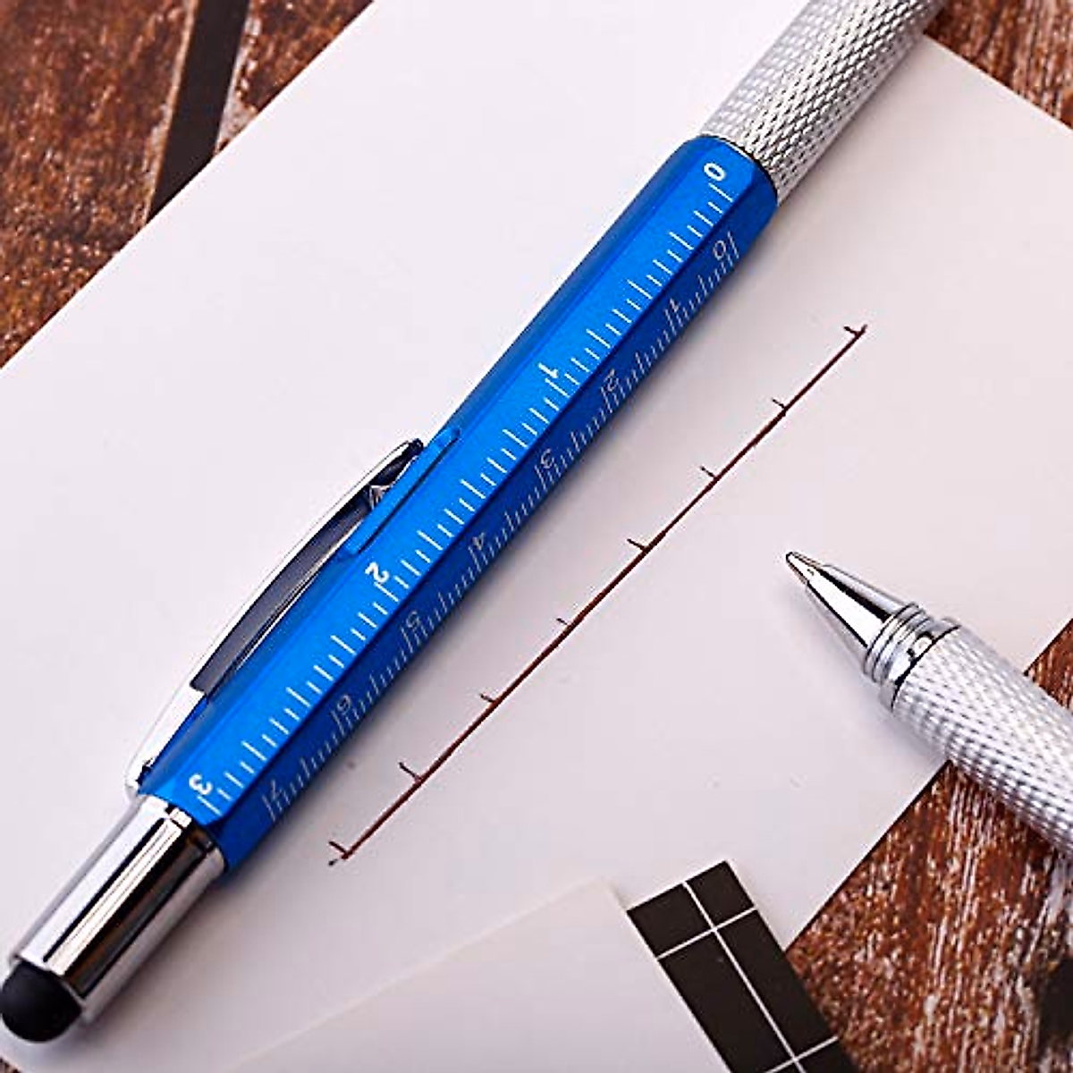 Zhanmai 8 Pcs Gift Pen for Men 6 in 1 Multitool Tech Tool Pen Screwdriver Pen with Ruler, Levelgauge, Ballpoint Pen, Pen Refills (Red, Green, Blue, Gray)