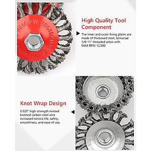 Alffun 4" Wire Wheel Cup Brush for Angle Grinder, 3 Pack Coarse Twisted Knotted Wire Wheel for 4 1/2 Angle Grinder, 5/8 Inch-11 Threaded Arbor for Heavy Cleaning Rust, Stripping and Abrasive