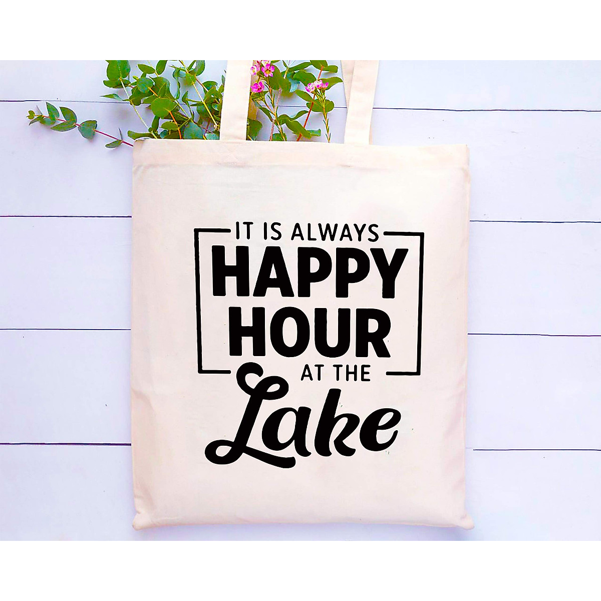 Lake House Gifts,Lake House Decor,It's Always Happy Hour at the Lake -Funny Valentines Day,Birthday Gifts Gifts for Lake Lovers,Friends,Wife,Mom,Grandma,Hostess-Shoulder Bag Shopping Bag Tote Bag Gift