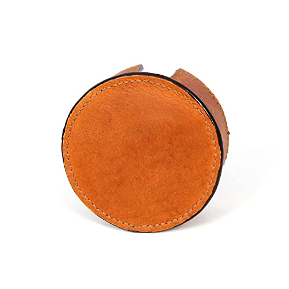 Leather Coasters for Drinks Set of 6 with Holder-Protect Your Furniture from Stains (Walnut)