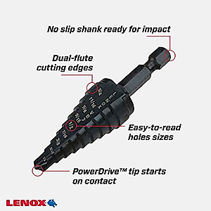 LENOX Tools Step Drill Bit, 1/4-to-3/4-Inch (30883VB3)