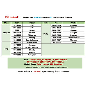 Marsflex TPMS Sensor Fit for Chrysler 200 300 Pacifica Sebring, for Dodge Avenger Charger, for Jeep Commander Compass Wrangler, Tire Pressure Monitoring System OE: 68001696AB, 68078861AA 315MHZ