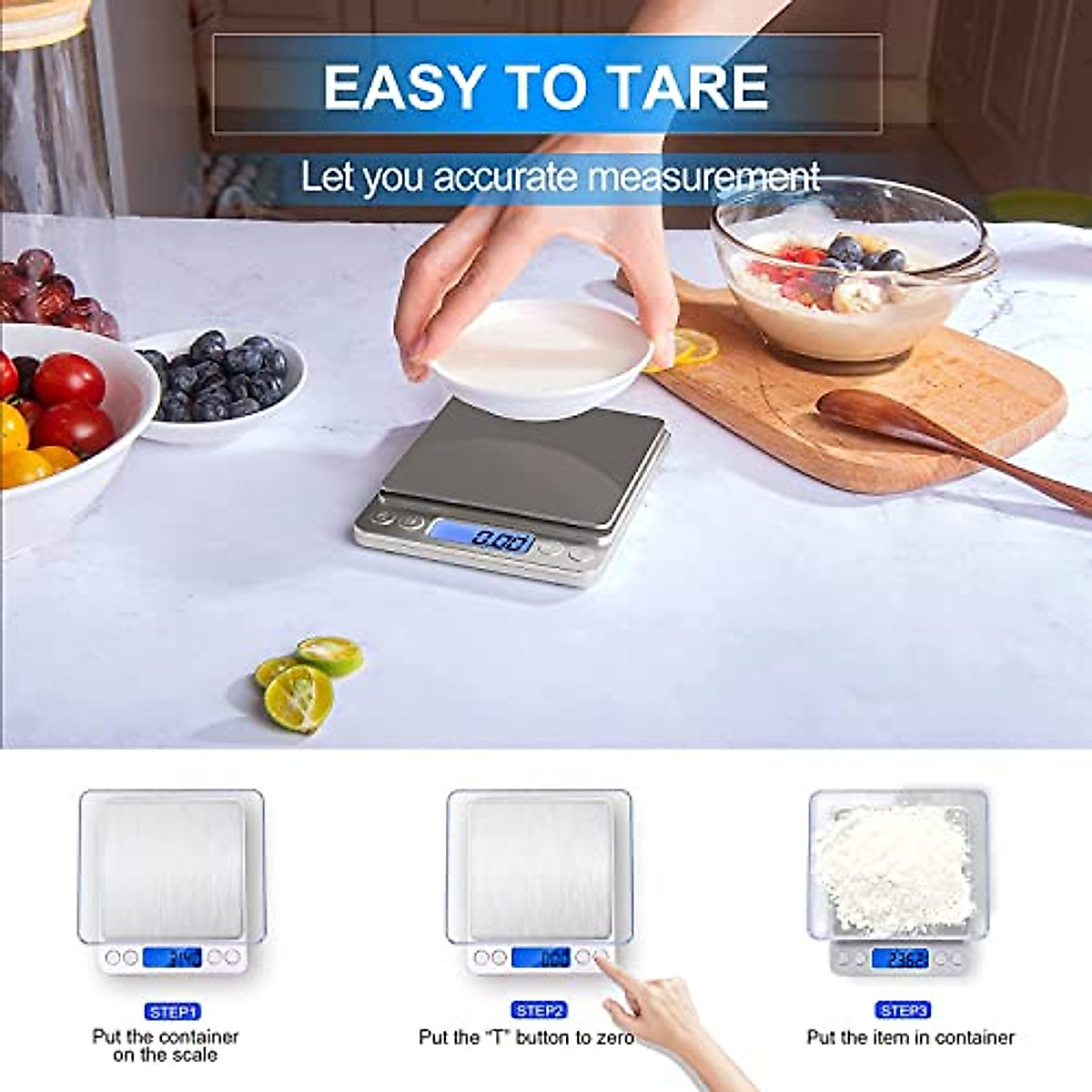 Kitchen Scale, 500g by 0.01Gram/0.001Ounce Small Digital Food Scale, High Precise Measuring Scale for Food Ounces and Grams, LCD Display (02)