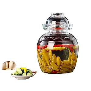 Qunine Glass Pickle Jar 2.5L Fermentation Jar Crock, Traditional Fermentation Jar Canning Jar Kimchi Containers with Water Seal Airlock Lid for Fermenting Pickles, Wine Brewing, Sauerkraut and