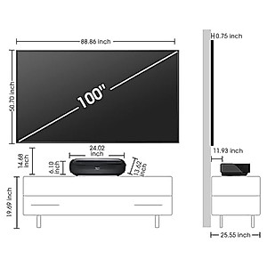 Hisense 100L9G-CINE100A 4K UHD Laser TV, Triple-Laser UST Projector with 100 inch ALR Screen (Renewed) Bundle with 2 YR CPS Enhanced Protection Pack