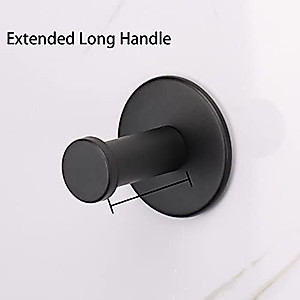 Vanloory Bath Towel Hooks, 6 Pack Self Adhesive Coat Hooks, Sturdy No Drilling Robe Hook, SUS 304 Stainless Steel Heavy Duty Clothes Hanger, Wall Hooks for Bathroom Bedroom Kitchen (2 in, Black)