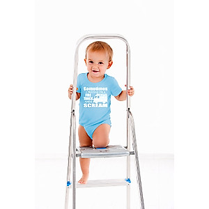 AW Fashions Sometimes I Pretend I'm A Fire Truck And I Scream Baby Bodysuit Funny Adorable Infant Romper (6 Months, Light Blue)