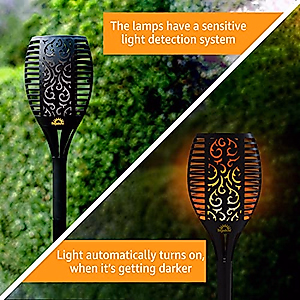 Rayodesol Solar Flame Torch Lights Outdoor, Decorative Pack of 1 pcs Each 96 LED Lamp with Dancing Flames Torches Landscape, Waterproof Outdoors Garden Patio Deck Decorations Lighting with Auto On/Off