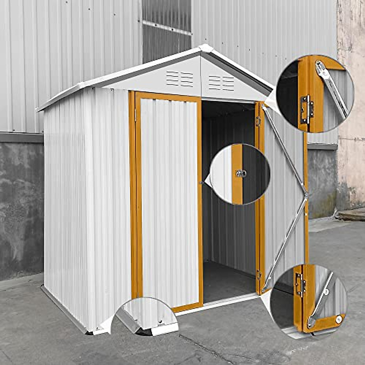 Reemoon 4 X 6 FT Storage Shed, Outdoor Metal Garden Shed with Lockable Door, Waterproof Tool Shed for Yard, Patio, Lawn