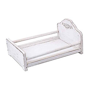 rwu0 Baby Photography Bed, Baby Photography Cot Baby Photo Props Baby Photo Props Wood Doll Bed Detachable Photo Background for Baby Photo Studio Photography Props(White)