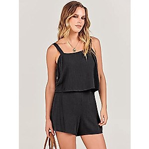 ANRABESS Linen Two Piece Outfits For Women Lounge Matching Sets For Women Clothing Linen Shorts Crop Tops 2023 Trendy Clothes Summer Romper Pajama Beachwear 1020heise-M