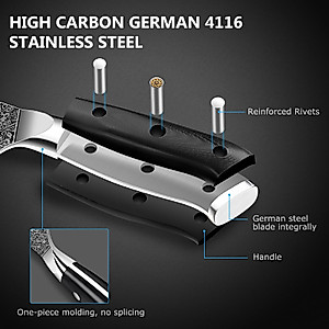 MOSFiATA Damascus 7” Cleaver Knife，Ultra Sharp Vegetable and Meat Butcher Knife with Finger Guard for Home Kitchen and Restaurant