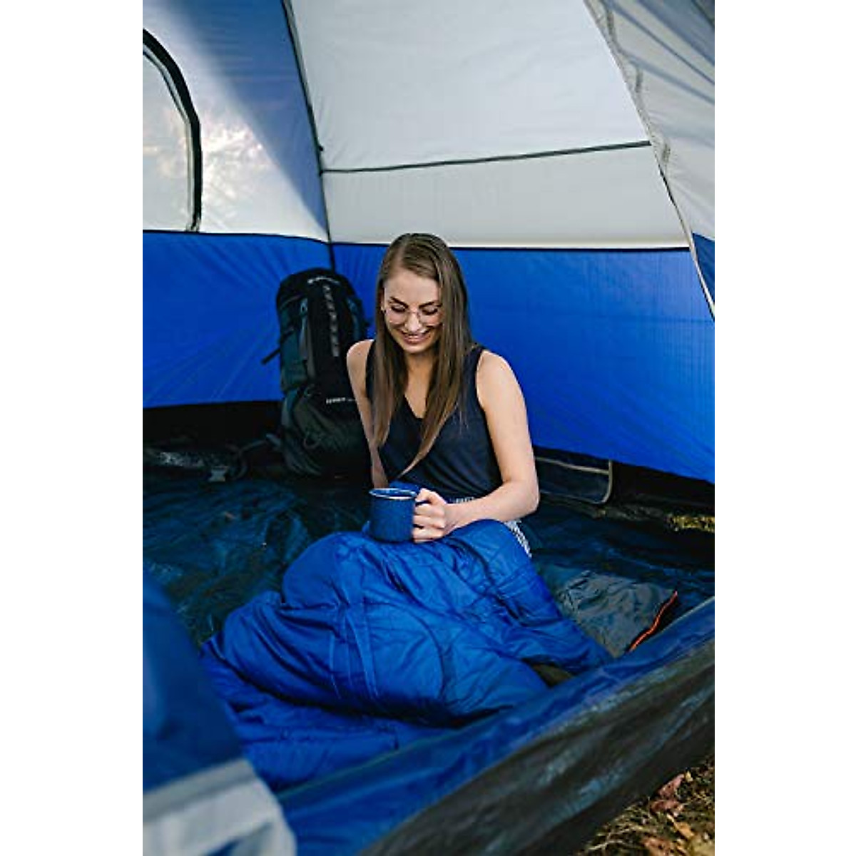 Stansport Redwood Rectangular 30" x 75" Sleeping Bag, Blue,Dark Green