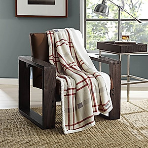 Eddie Bauer Ultra-Plush Collection Throw Blanket-Reversible Sherpa Fleece Cover, Soft & Cozy, Perfect for Bed or Couch, New Castle Red