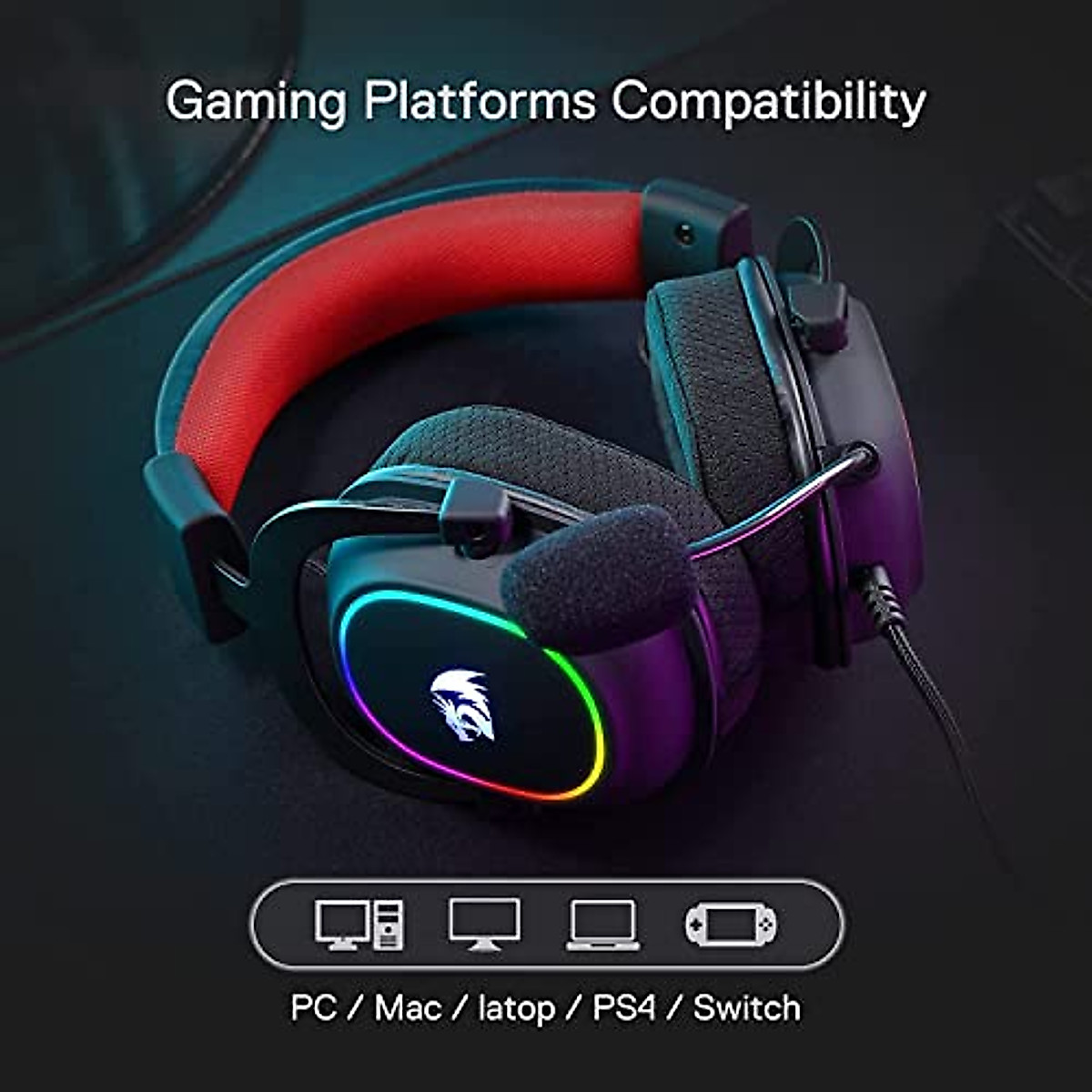 Redragon H510 Zeus-X RGB Wired Gaming Headset - 7.1 Surround Sound - 53MM Audio Drivers in Memory Foam Ear Pads w/Reliable Fabric Cover- Multi Platforms Headphone - USB Powered for PC/PS4/NS