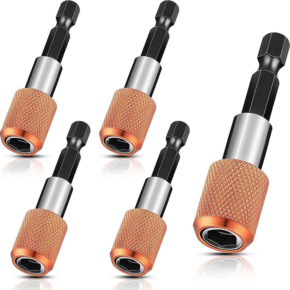 5 Pack Flexible Drill Bit Extension 1/4 Inch Magnetic Drill Bit Holder Tool Kit Hex Shank Quick Release Impact Driver Bit Set Magnetic Bit Holder Bar Socket Chuck Adapter for Nuts Screws