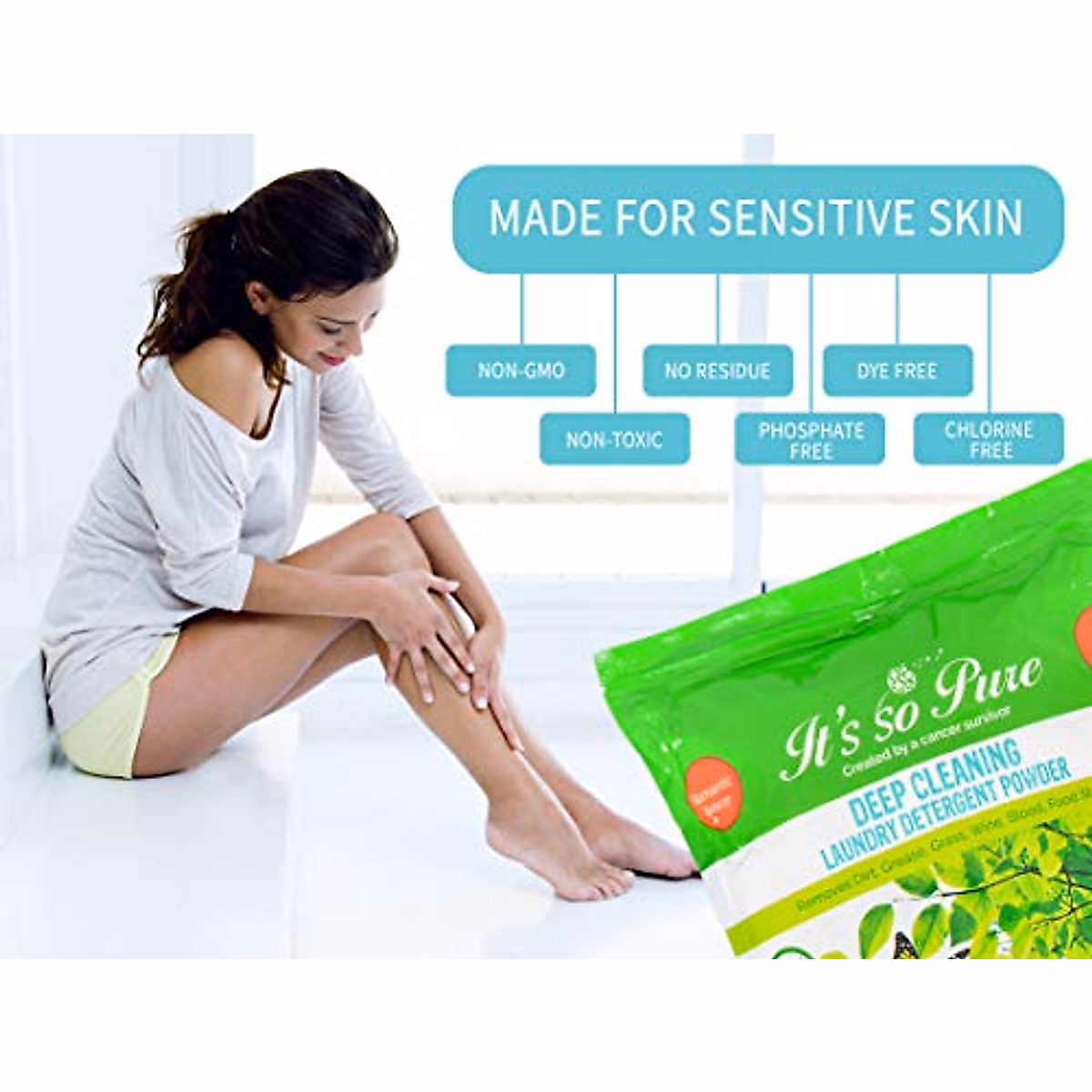 It’s So Pure All Natural Laundry Detergent Powder – Deep Cleaning, Removes Dirt, Grease, Stains – Non-toxic, Vegan, Fragrance Free Laundry for Sensitive Skin, HE Compatible (100 Loads)